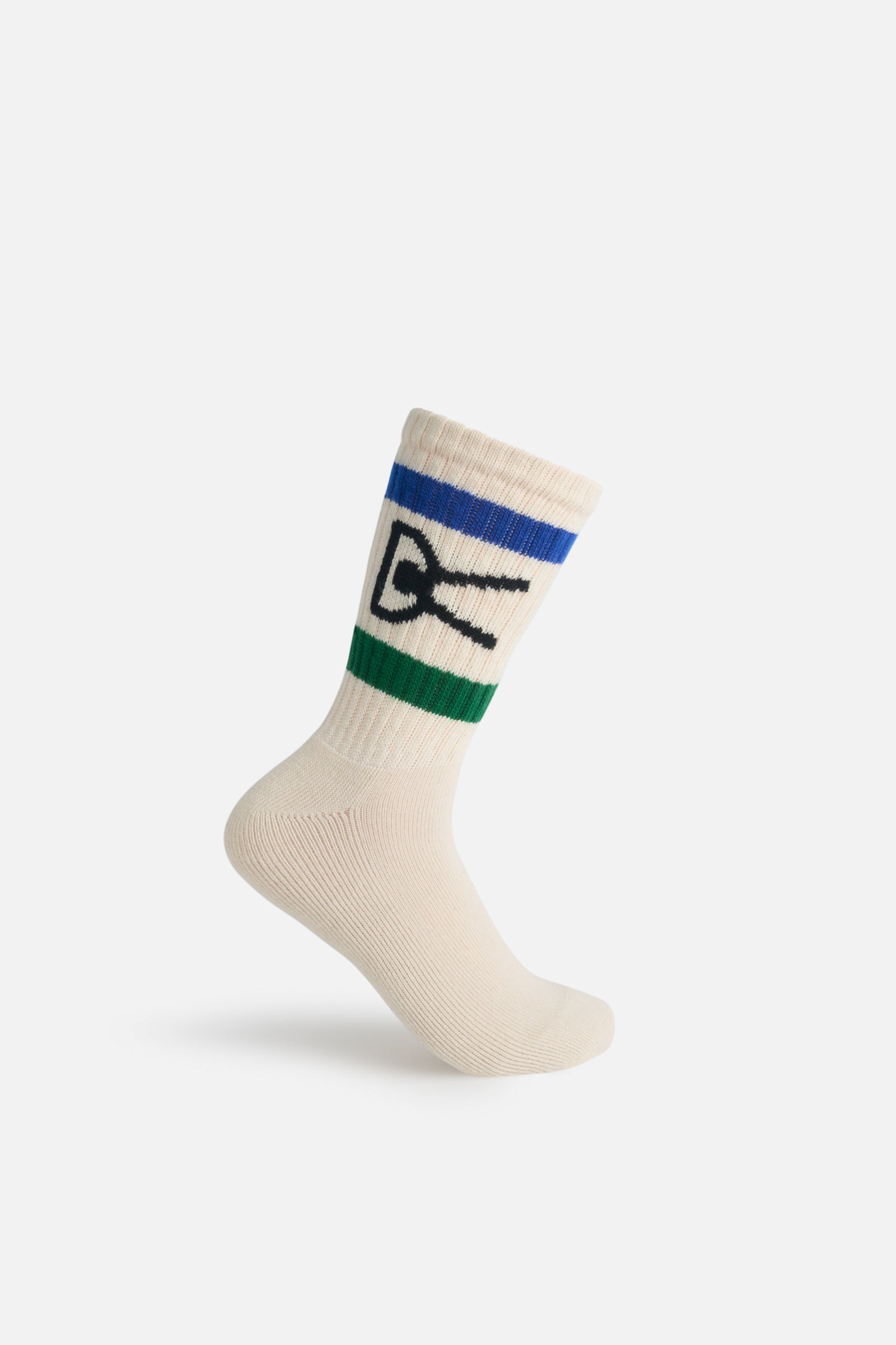 USA Cotton Socks, Cream & Navy/Green Stripe – District Vision